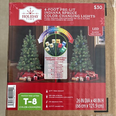 4 ft Pre-Lit Indiana Spruce Artificial Christmas Tree with Color ...