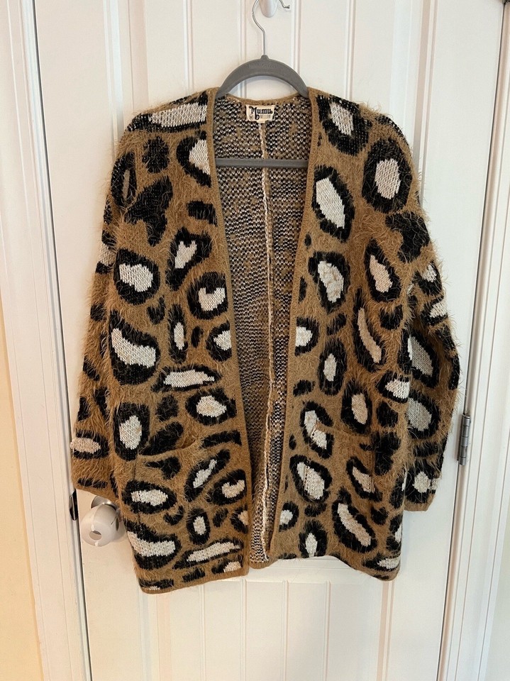 Show Me Your Mumu Mellow Cozi Cardi Open Sweater Leopard Long Medium | eBay