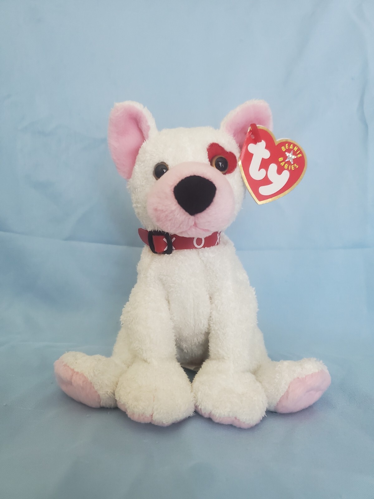 Ty Beanie Baby Cupid the White Dog (Red Heart over left eye) w Tags 6.5 ...