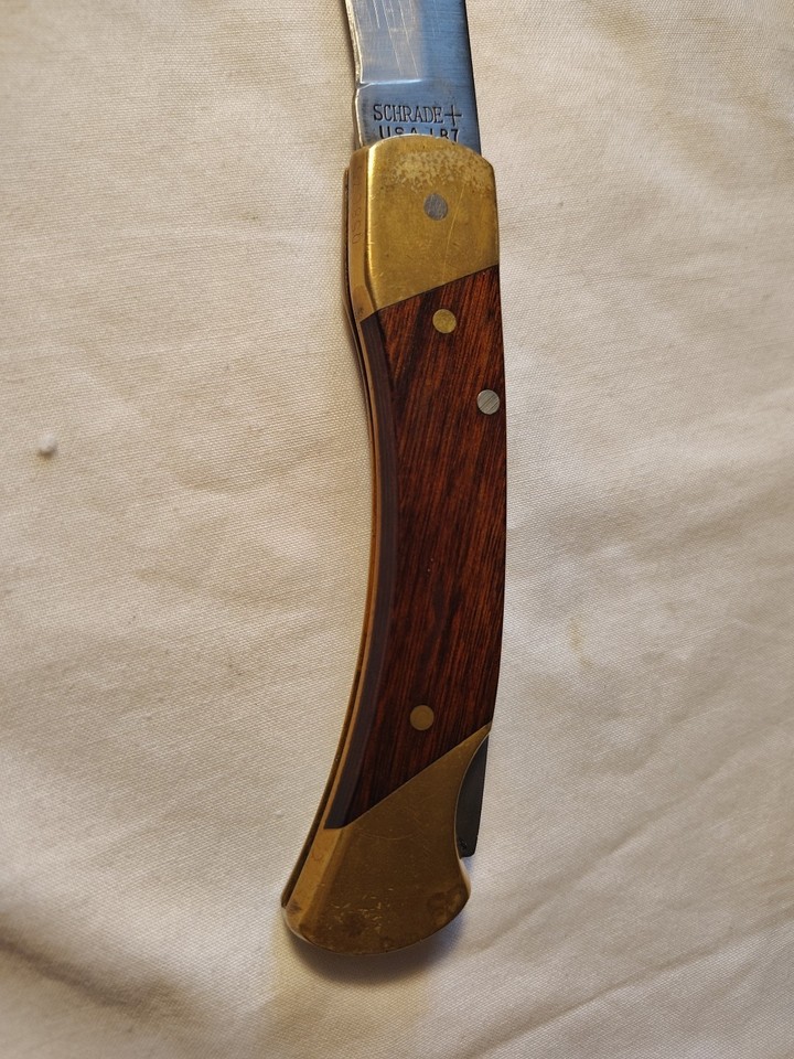 Vintage Schrade + USA LB7 Lock Blade Pocket Knife w/Leather Case | eBay