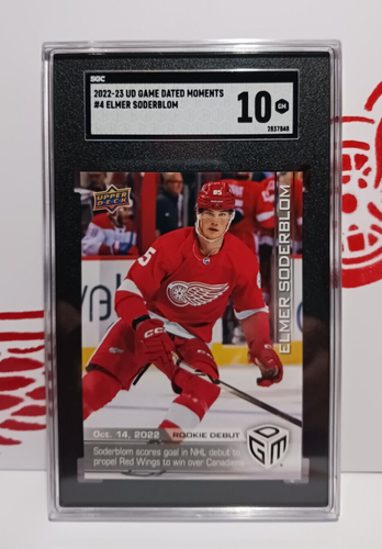 Elmer Soderblom SGC 10 👀 ~1199 Made 1st Wings Card~ 2022-23 UD GDM #4 ...