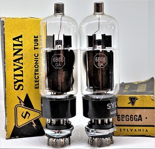 6bg6ga 6bg6 tube NOS Sylvania matched pair power tubes black plate same ...