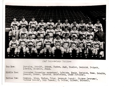 ORIGINAL VINTAGE 1947 PHILADELPHIA PHILLIES 8X10 TEAM PHOTO ROWE SCHANZ ...