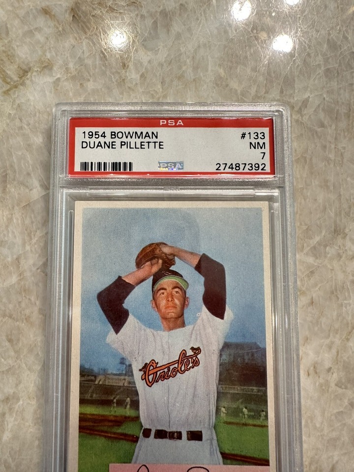 1954 Bowman Duane Pillette #133 Baltimore Orioles MLB Baseball Card PSA ...