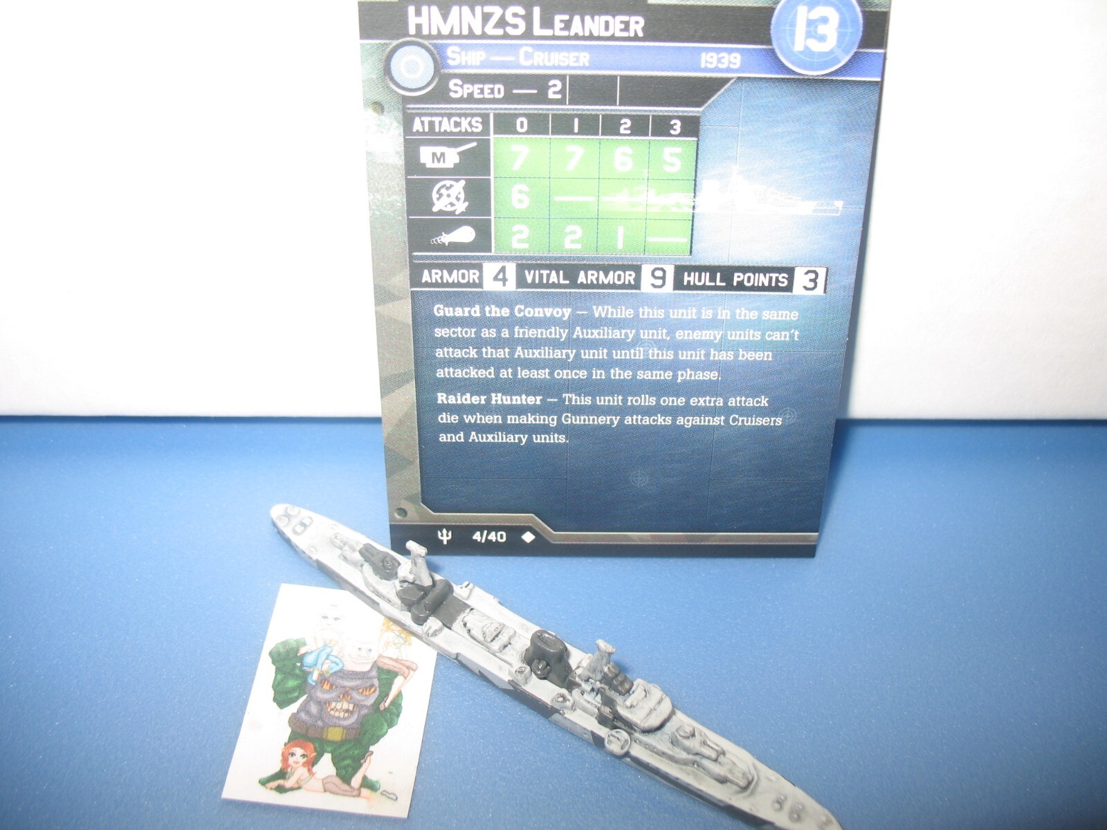 =Axis Allies War at Sea FLANK SPEED HMNZS Leander 4/40 with card= | eBay