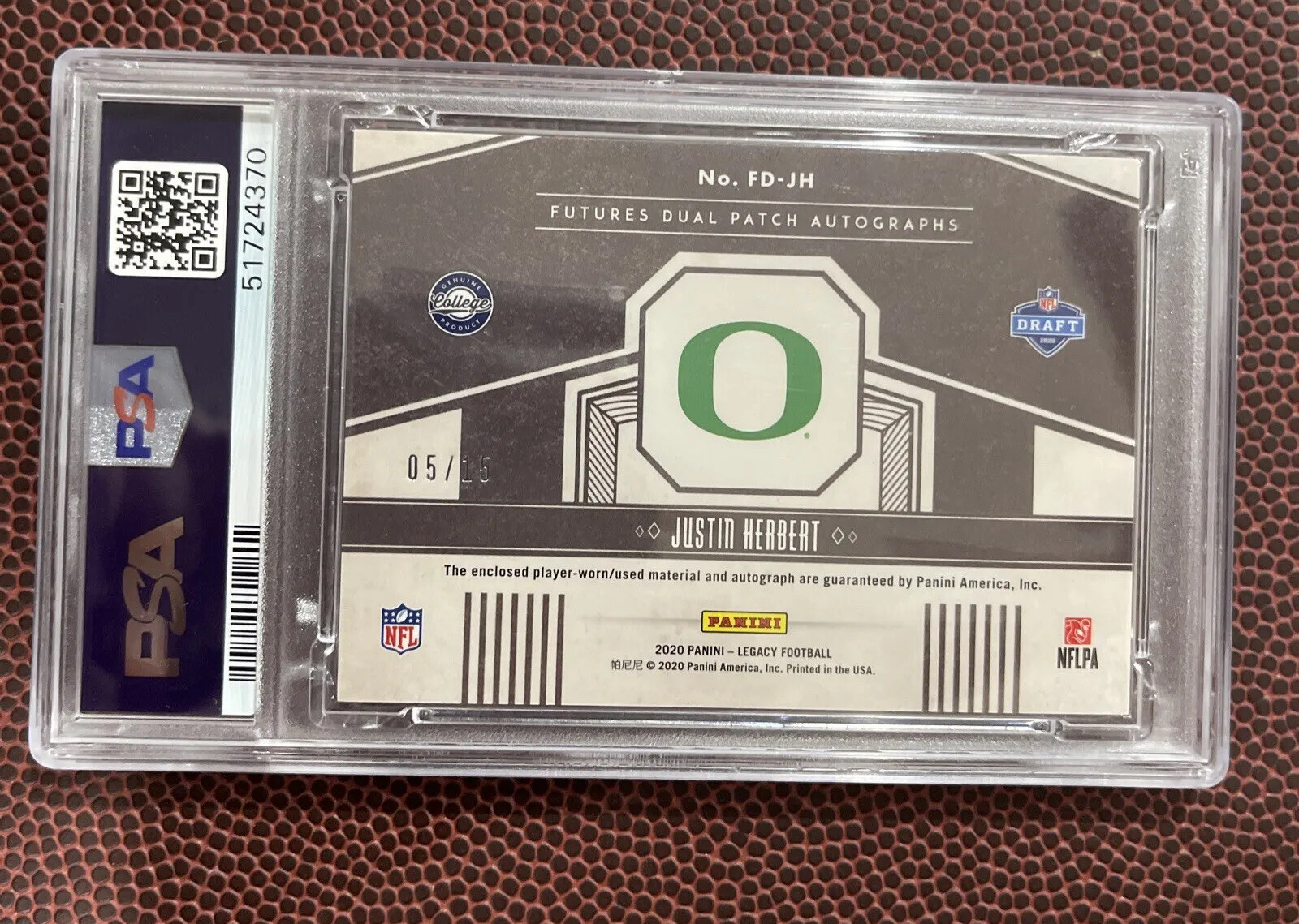 2020 Panini Legacy - Futures Dual Patch Autographs Justin Herbert #FD ...