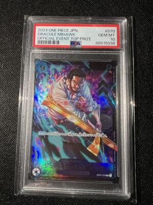 PSA10 One Piece Card Mihawk OP01-070 SR Flagship Battle Limited Promo ...