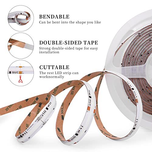 Ws2811 Ic Rgb Cob Led Strip Light 16.4ft 720leds/m Dc24v 12mm Width ...