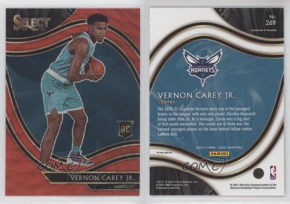 2020 Panini Select Courtside Red Wave Prizm Vernon Carey Jr #269 Rookie ...
