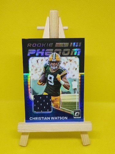 Christian Watson PATCH 2022 Panini Donruss Optic Blue Hyper ROOKIE ...