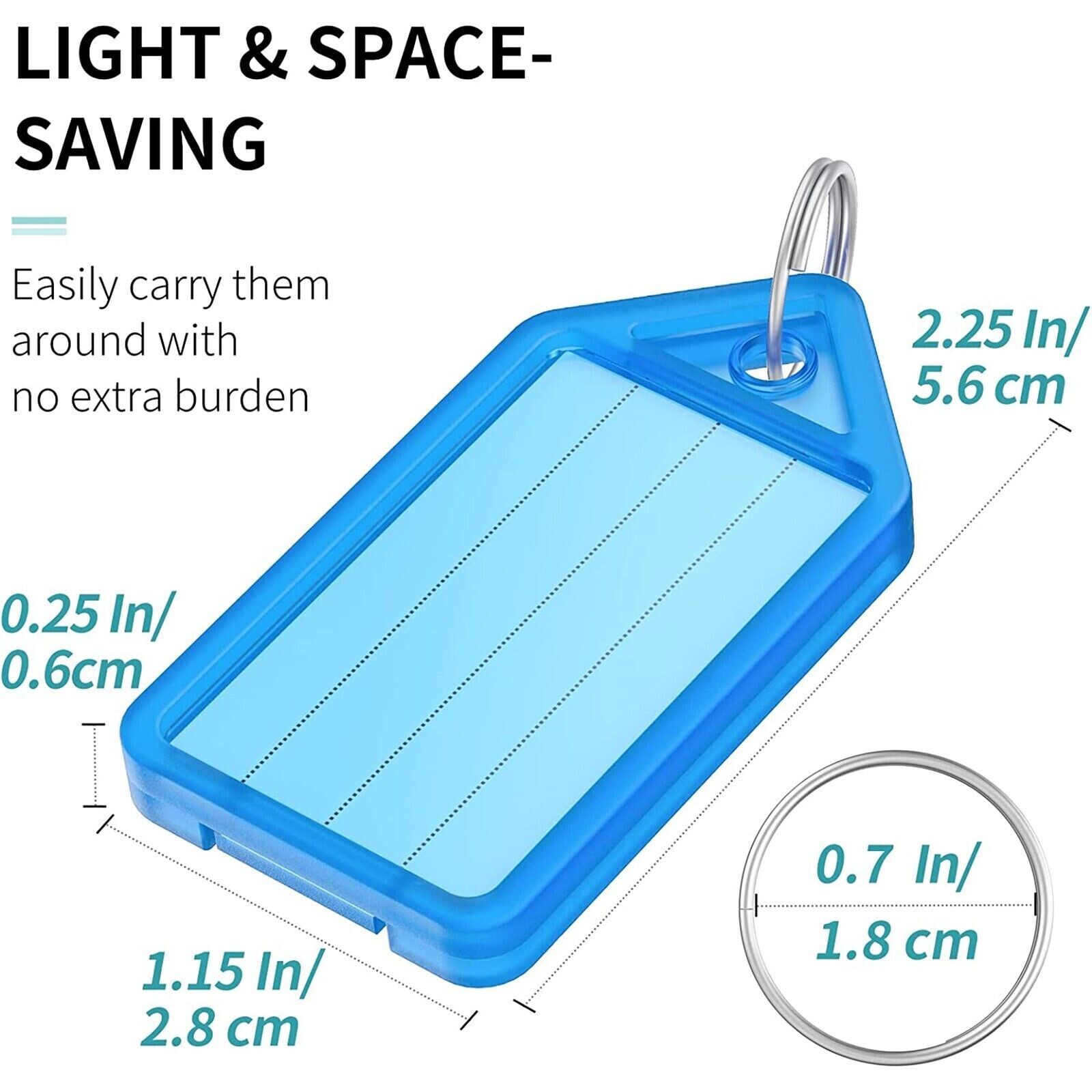 5 KEYTAGS WITH LABELS &MULTICOLOUR KEYCHAIN EXTRA STRONG PLASTIC ID TAG ...