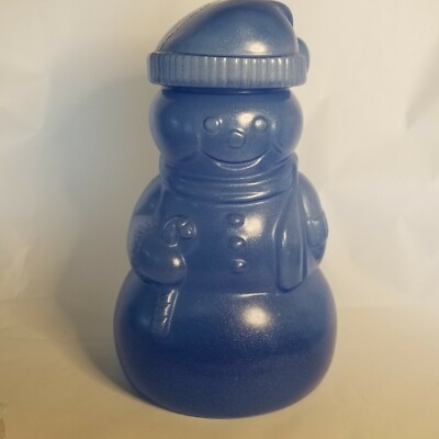 Vintage Packer Ware Snowman Christmas Cookie Jar Container BlueSparkle ...