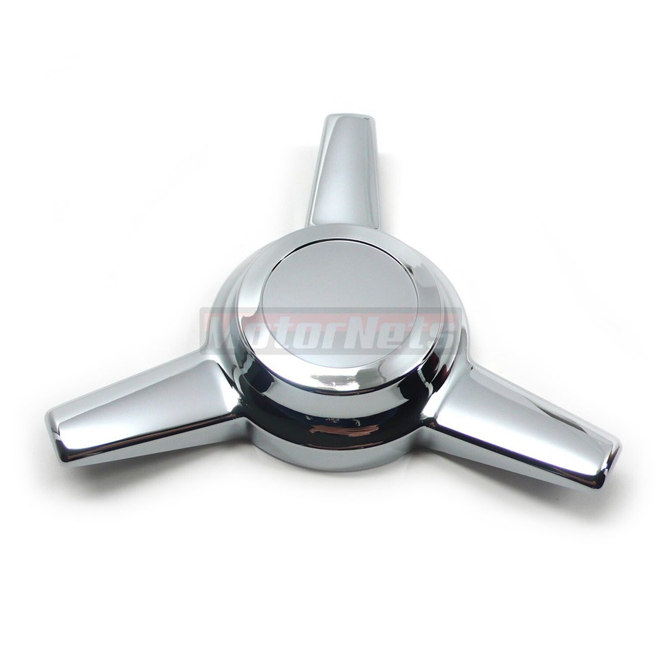 4x Chrome 3 Tri-Bar Wheel Spinner Center Hub Cap RIM Hot Rat Rod Street ...