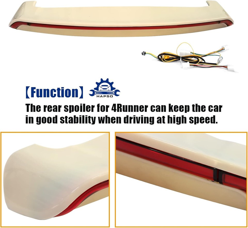 White Rear Spoiler fits for 4Runner 2010-2022 W/Led Moveable Lights | eBay