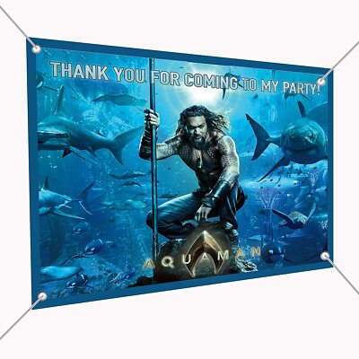 Aquaman Vinyl Indoor/Outdoor Banner Sign Poster 30" x 24", Backdrop 2.5 ...