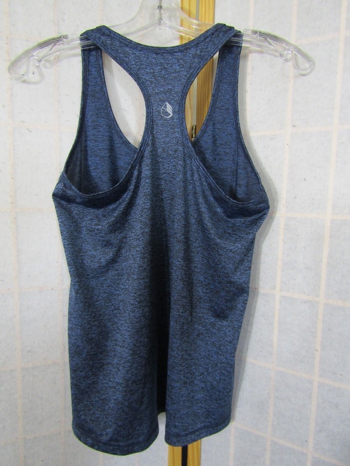 Icy Zone Blue/Black Marl Racerback Sport Tank Top Activewear Women's ...