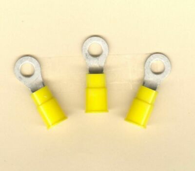 20 Yellow Insulated RING Terminal Connector #12-10 Wire Gauge AWG #10 ...