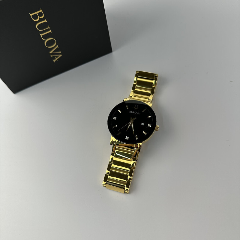 NEW Bulova Futuro 42mm Black Dial Gold Bracelet Men's 3-Hand Quartz ...