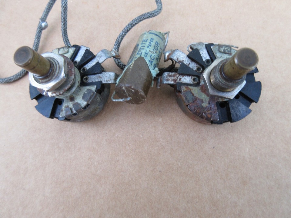 Pair of 1950s Giant Guitar Pots W Solar Capacitor & Wiring Stackpole ...