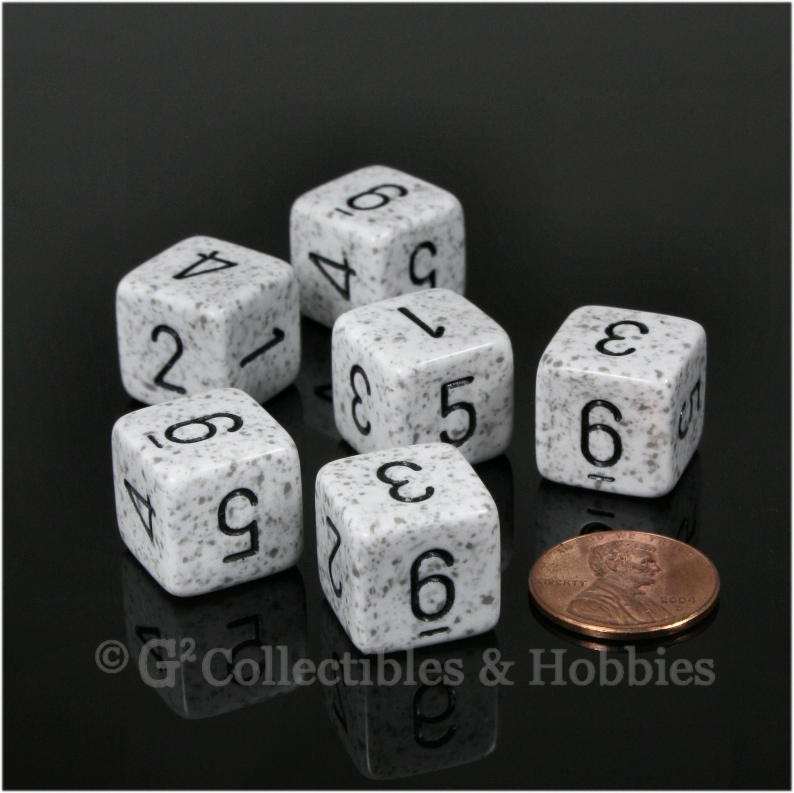 NEW Set of 6 D6 Six Sided Dice Arctic Gray White Speckled RPG Game ...