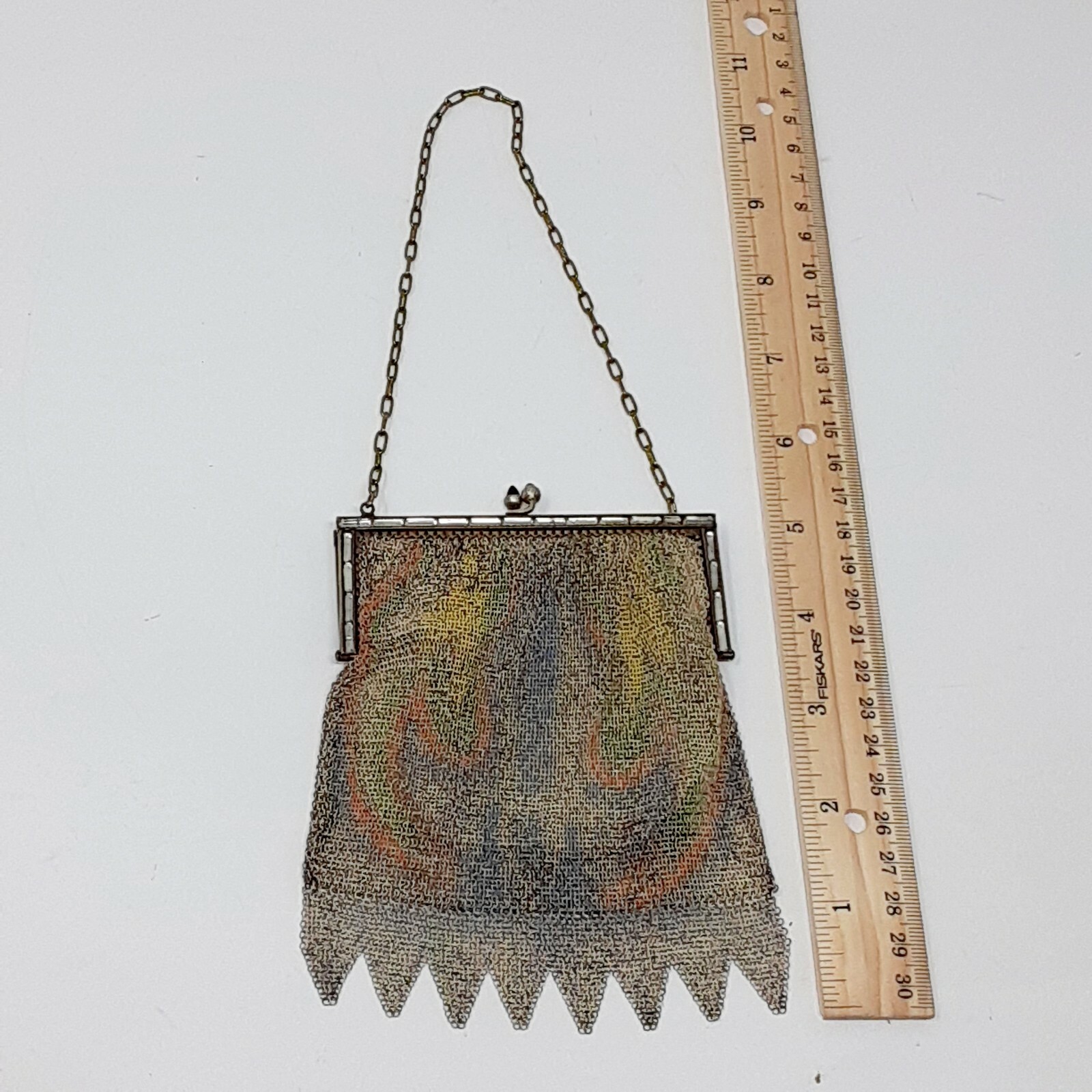 1920's Antique Enameled Mesh Dresden Flapper Purse Ha… - Gem