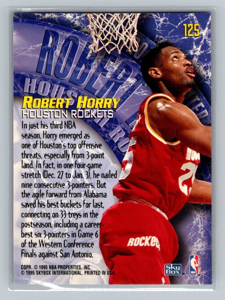 1995 SkyBox Premium Robert Horry #125 Basketball Houston Rockets | eBay