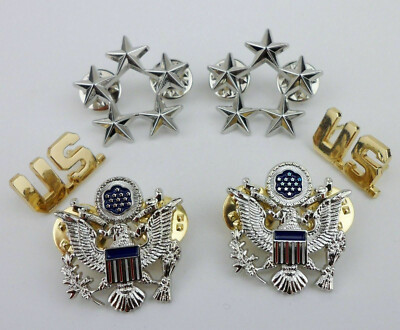 AMERICAN OFFICER BADGE FIVE-STAR GENERAL LAPEL COLLAR METAL US BADGE ...
