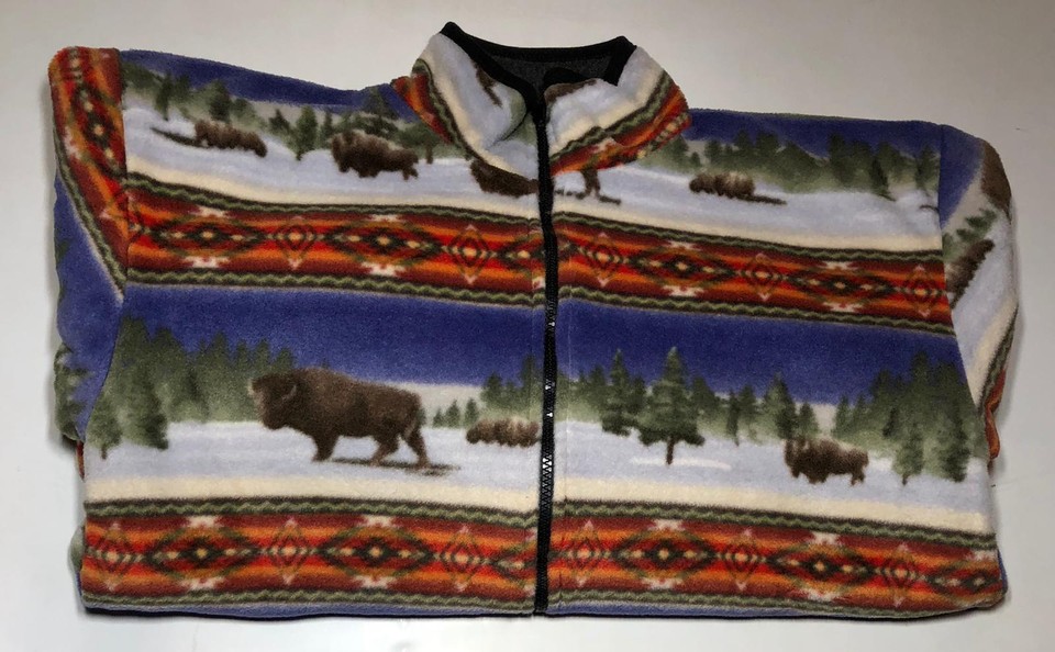 ZooFleece Bison Buffalo Native American Aztec Warm Unisex Fleece Jacket ...