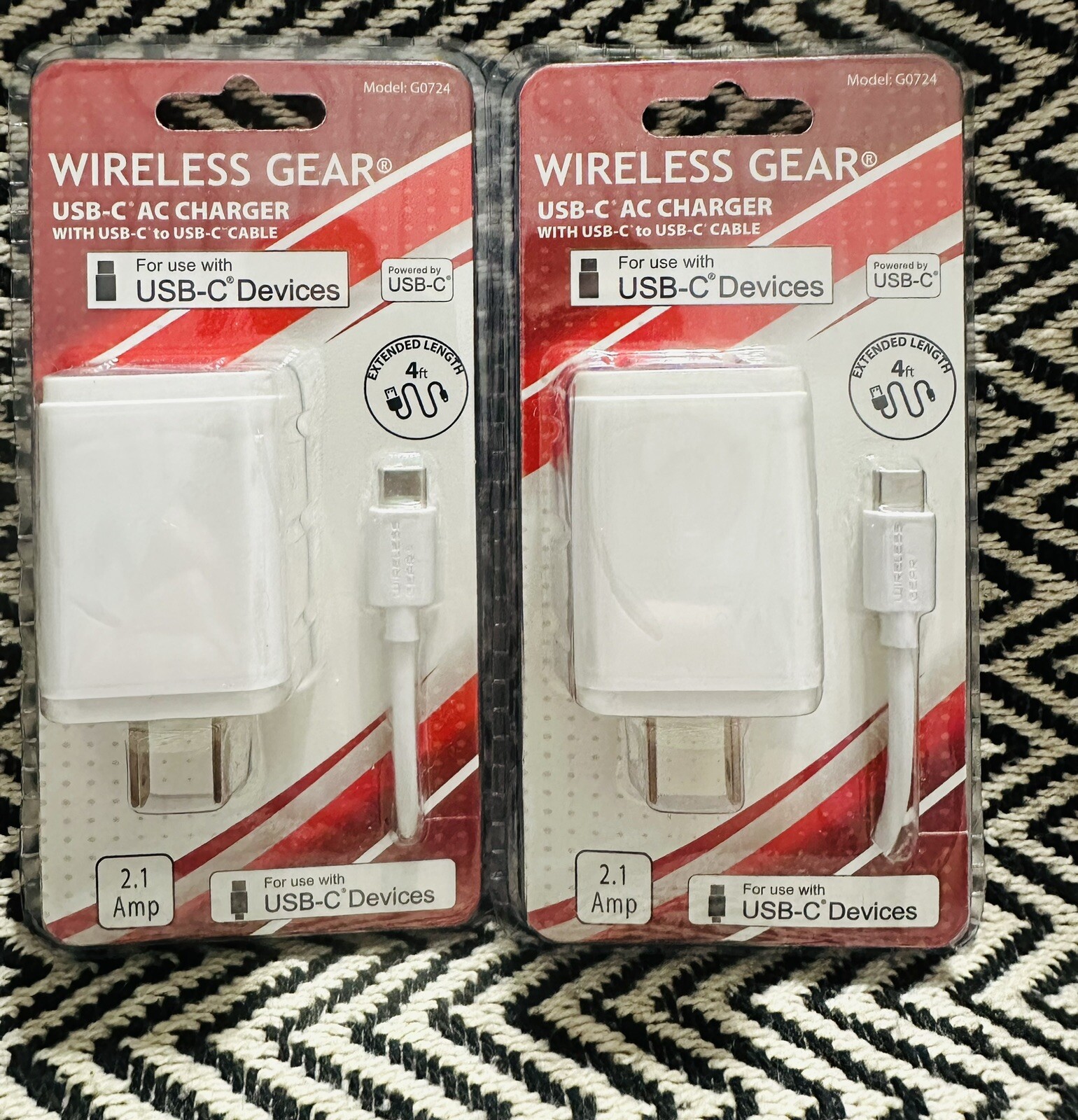 Wireless Gear~USB-C AC Charger w/USB-C to USB-C Cable~4ft~2.1 Amp~Lot ...