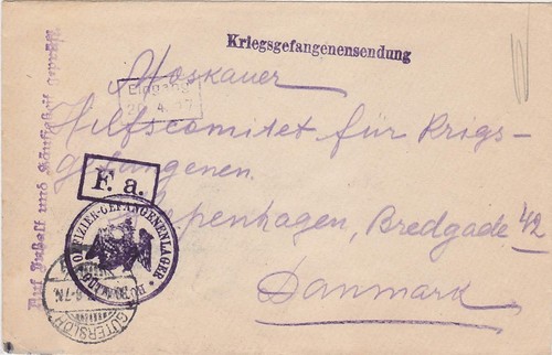 WWI Russian Pow Concentration Camp German Censor Kopenhagen Field Post ...