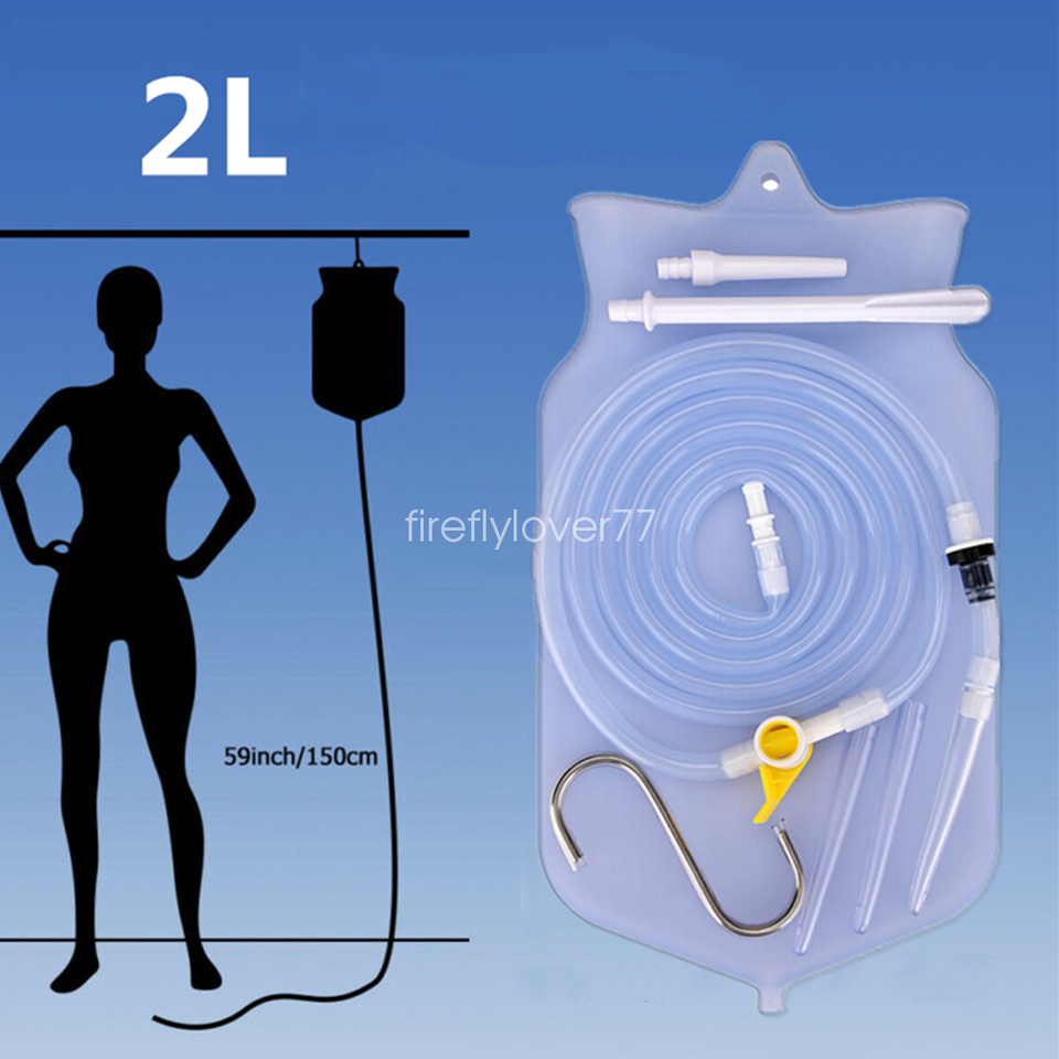 Silicone Enema Bag Soft Reusable Douche Colonic Cleansing Kit Health ...