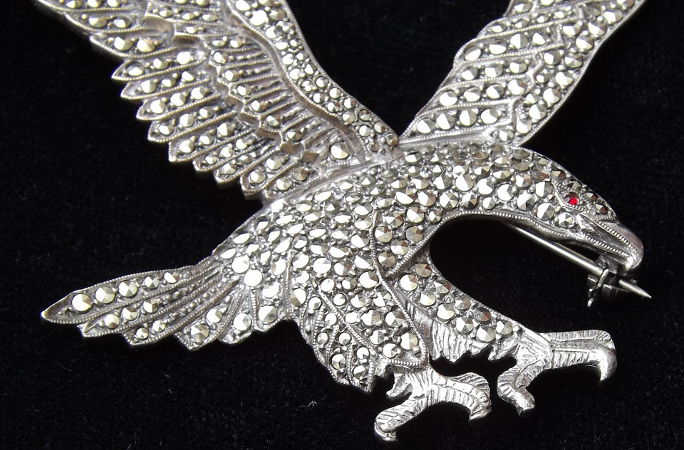 1930's SILVER MARCASITE EAGLE BROOCH ART DECO - Large | eBay
