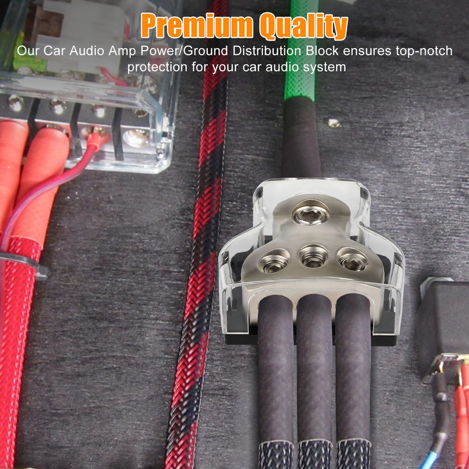 3Way Distribution Block Car Audio Power Wire Splitter 1*0 Gauge in 3*4 ...