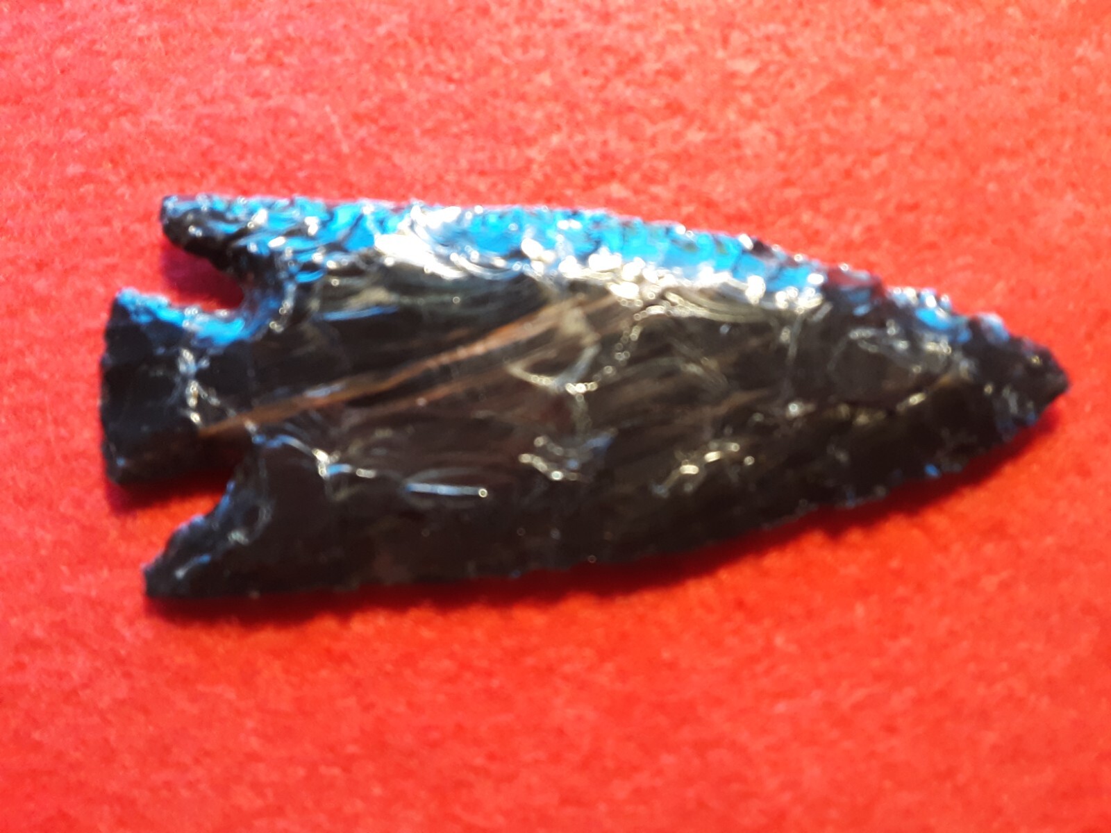 NATIVE AMERICAN "OBSIDIAN" ARROWHEAD, 4" BLACK COLORED POINT, ATL-0624* ...