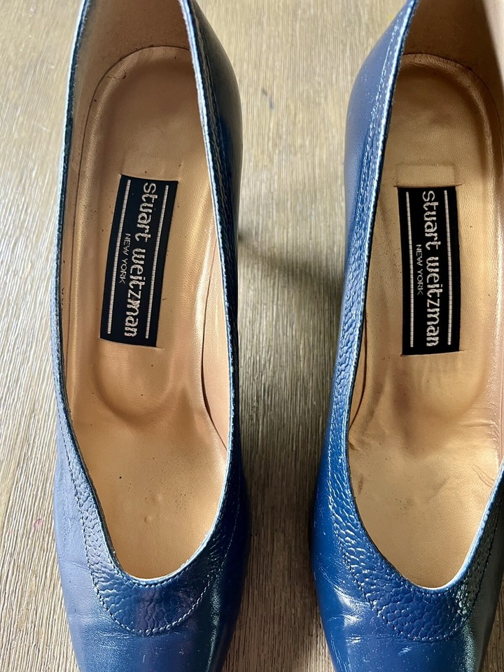VINTAGE STUART WEITZMAN- Blue leather heels | eBay