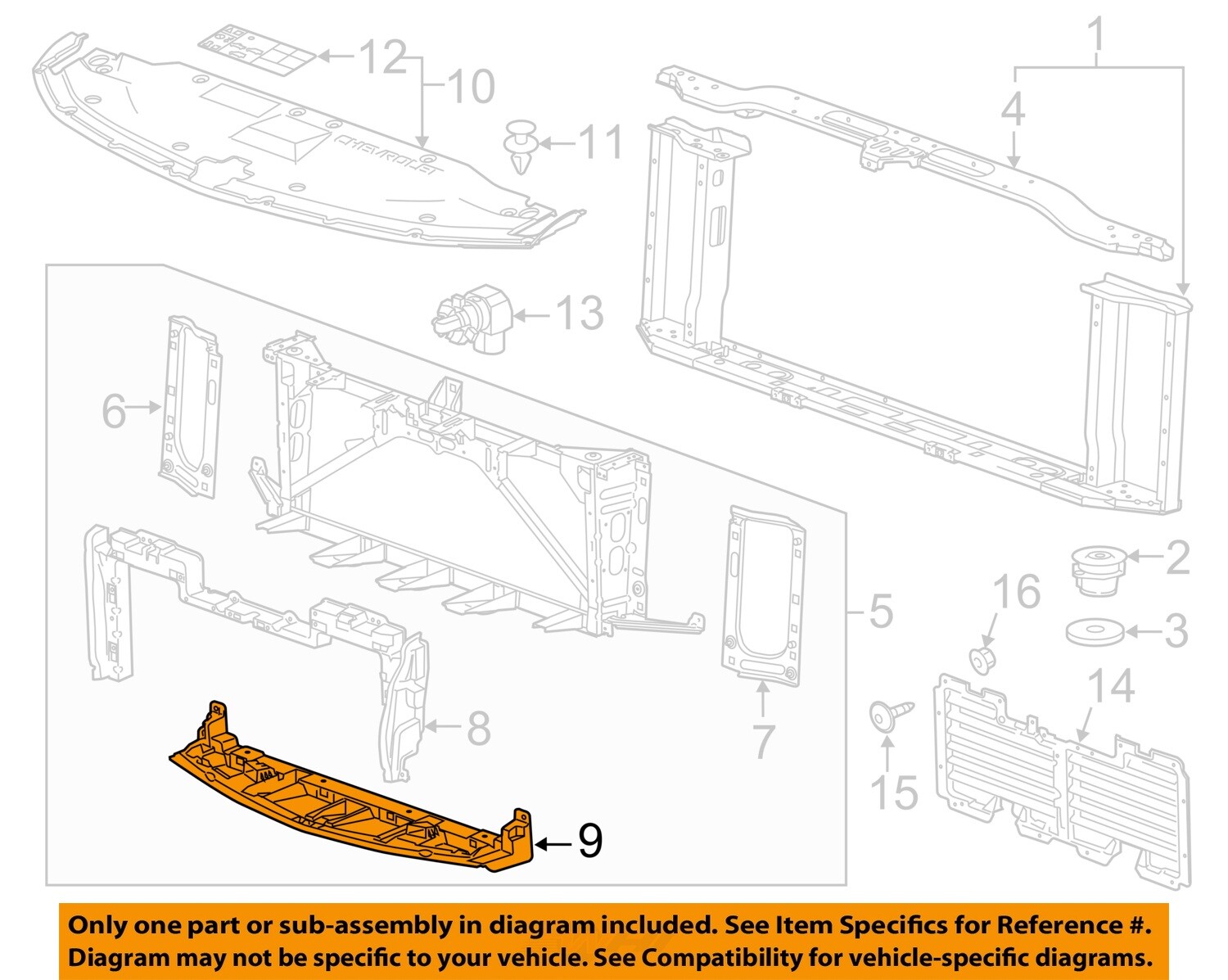 GM OEM 15-20 Suburban Radiator Support Radiator Support-Lower Shield ...