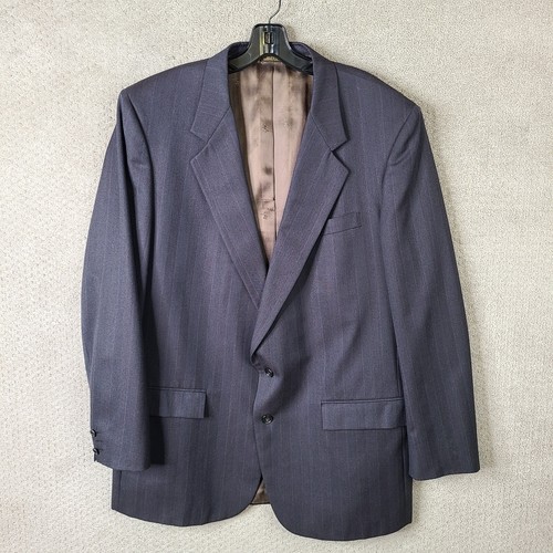 Louis Roth Jacket Mens 46L Gray Striped Blazer Wool 2 Button Suit Coat ...