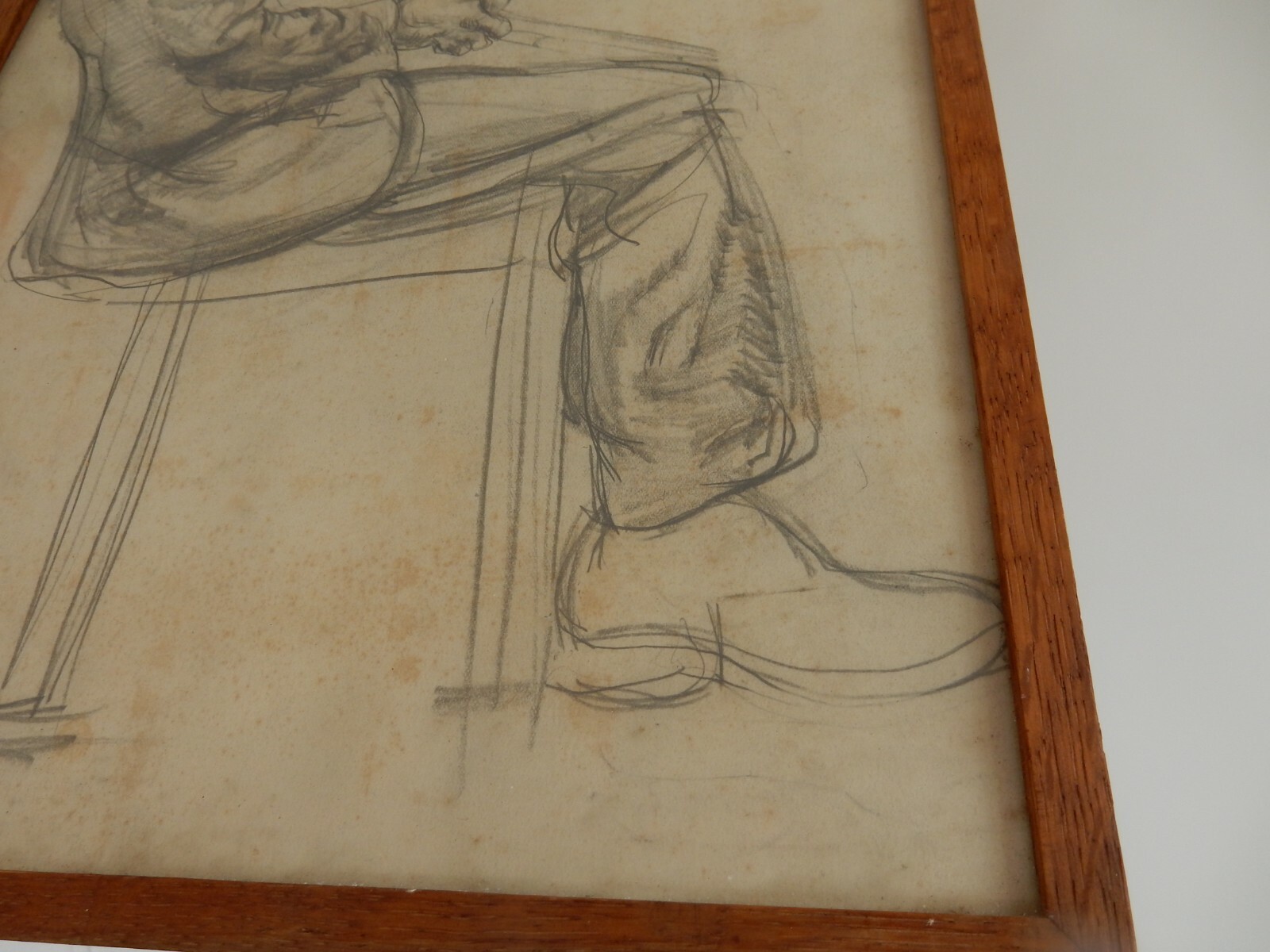 GEORGE HODGKINSON (1914-1997), framed PENCIL DRAWING "THE THINKER ...