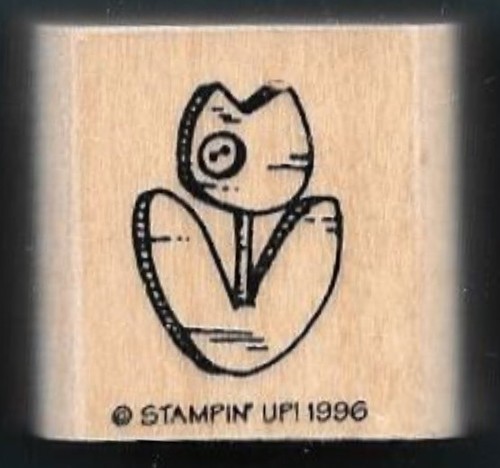 TULIP FLOWER DESIGN BUTTON GARDEN SILL Stampin' Up! 1996 wood RUBBER ...