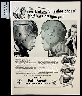 1941 Poll-Parrot Star Brand Shoes Leather Sports Football Vintage Print ...