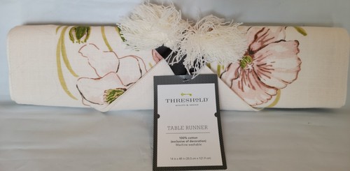 Threshold Table Runner Bunny Easter Spring 14” ” Floral & Tassle for ...