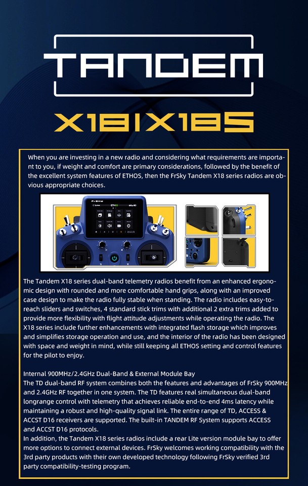 FrSky Tandem X18 Transmitter with Color Touch-Screen Displays Remote ...