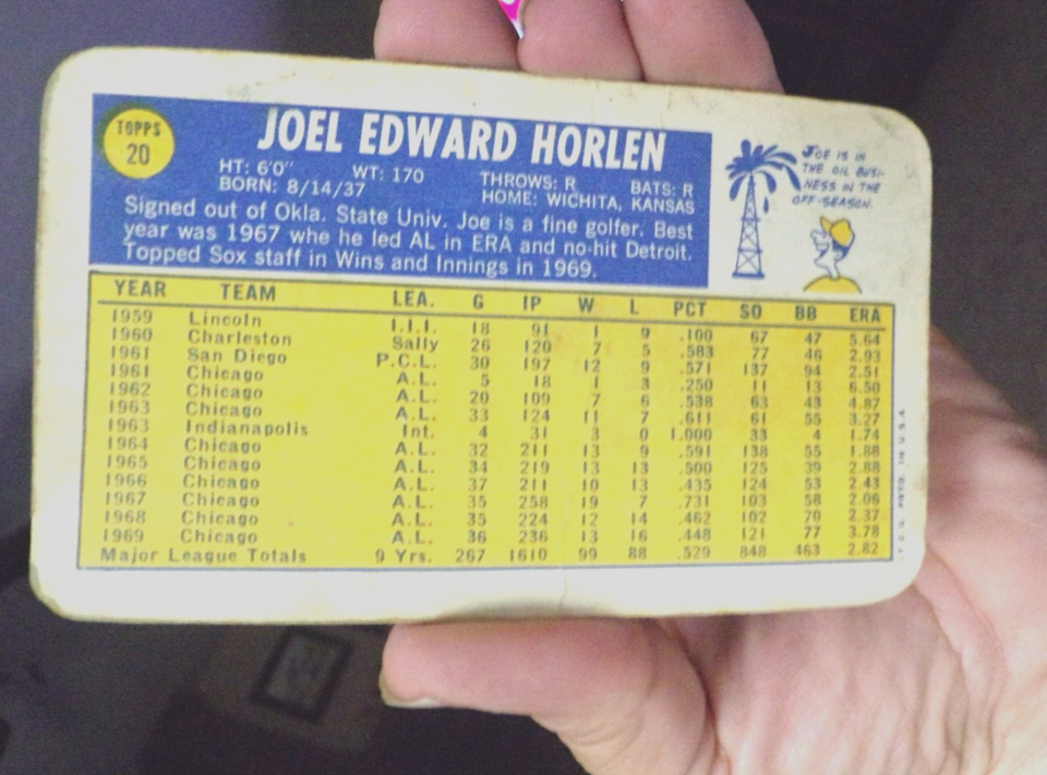 OVERSIZE LIMITED ED. 1970 JOE HORLEN EXCELLANT CONDITION TOPPS BASEBALL ...