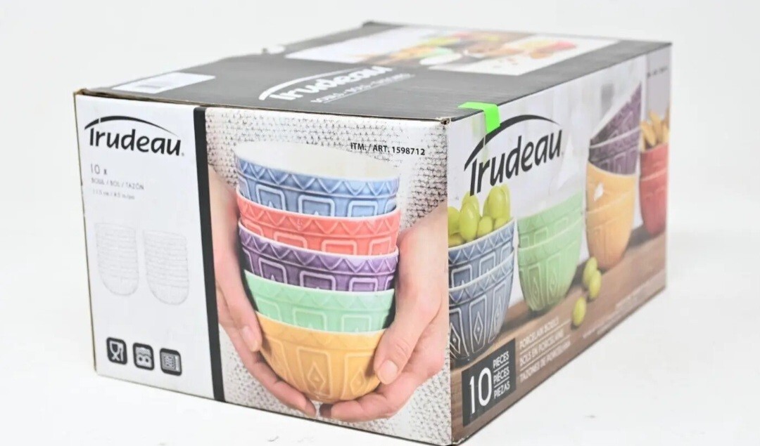 Trudeau Bowls 10 Piece Set Multicolor - Soup/Salad Porcelain Bowls ...
