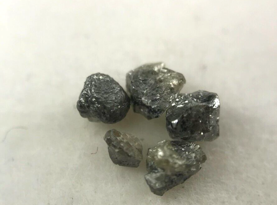 RAW NATURAL DIAMOND LOT 5 PCS 0.97TCW GRAY BLACK SPARKLING POLYHEDRON ...