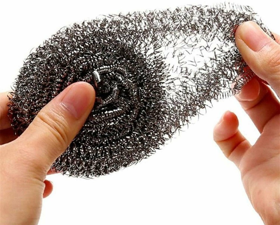 6 Pcs Stainless Steel Kitchen Cleaning Sponges Scouring Pad Steel Wool ...