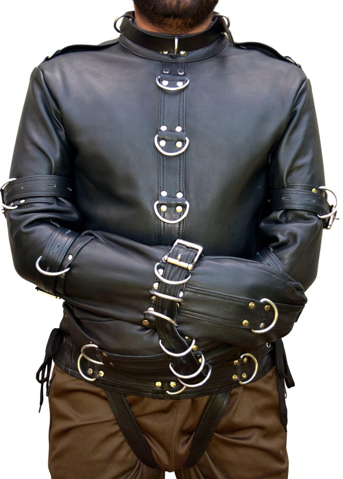 Men Leather Straitjacket Straight jacket with Locking Buckles Belts | eBay