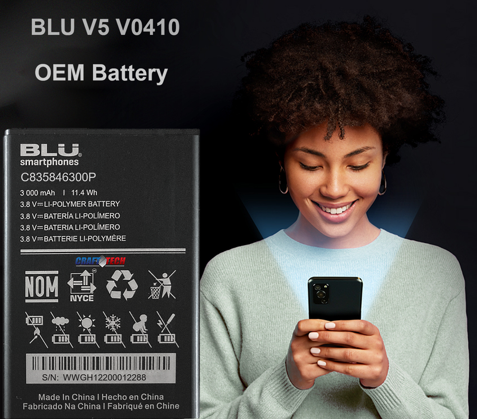 BLU V5 V0410UU Original OEM BLU Battery C835846300P 3000mAh 11.4Wh 3.8v ...