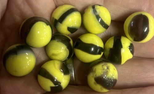 Lot Of 10 Black and Yellow Bumble Bee Marbles, See Pics! #HA | eBay