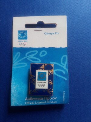 Blue rectangle emblem- Olympic pin Athens 2004 | eBay